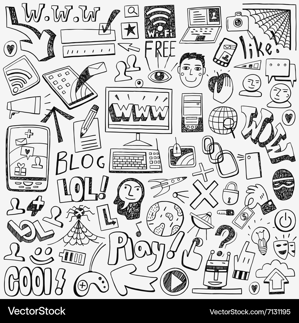 Web doodles set Royalty Free Vector Image - VectorStock