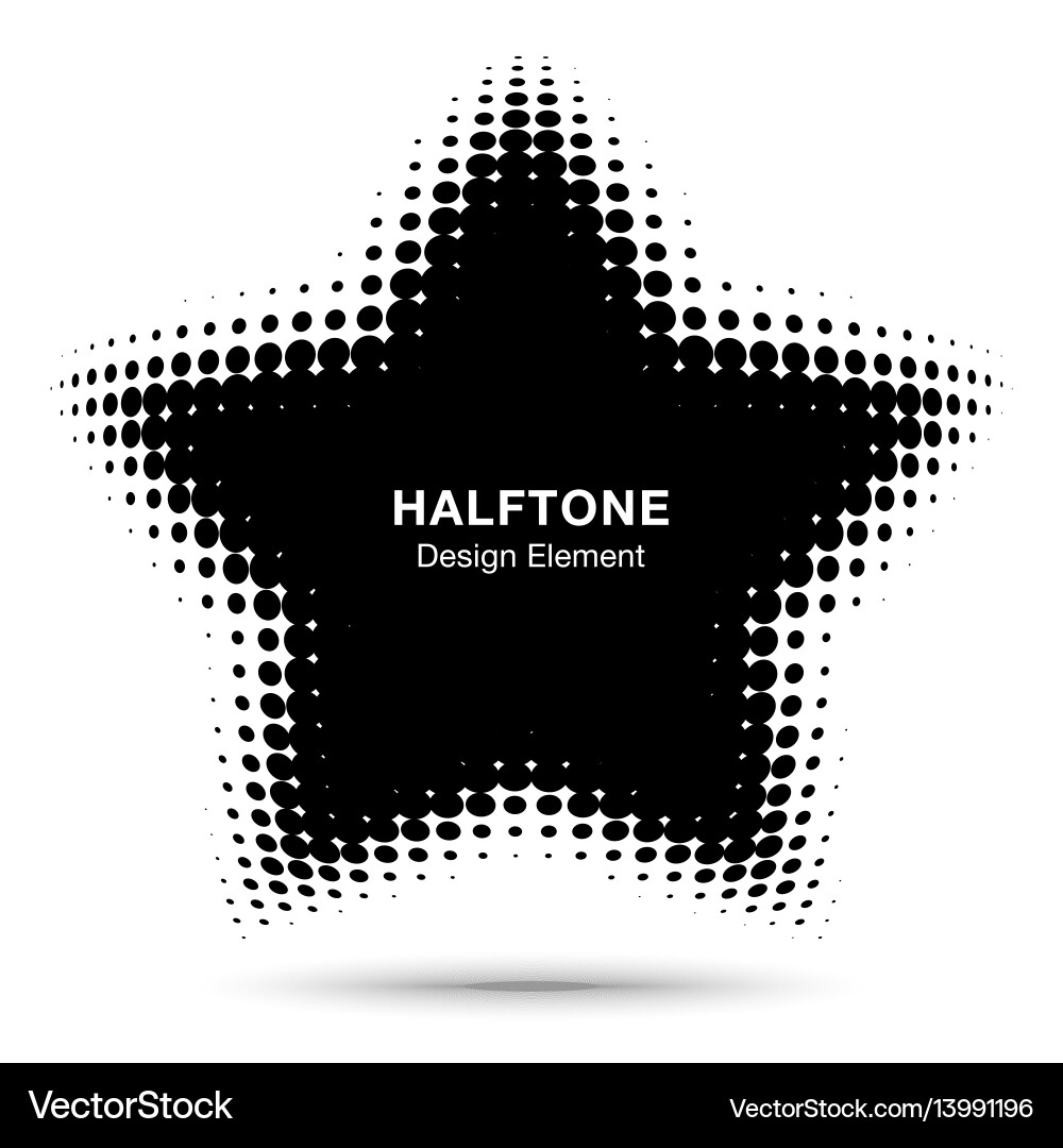 Convex abstract halftone distorted star frame Vector Image
