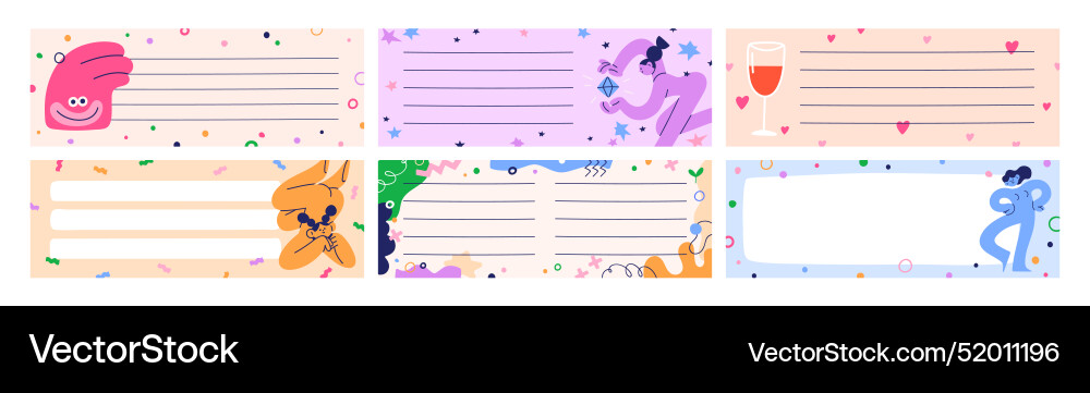 Cute doodle style papers horizontal page designs Vector Image