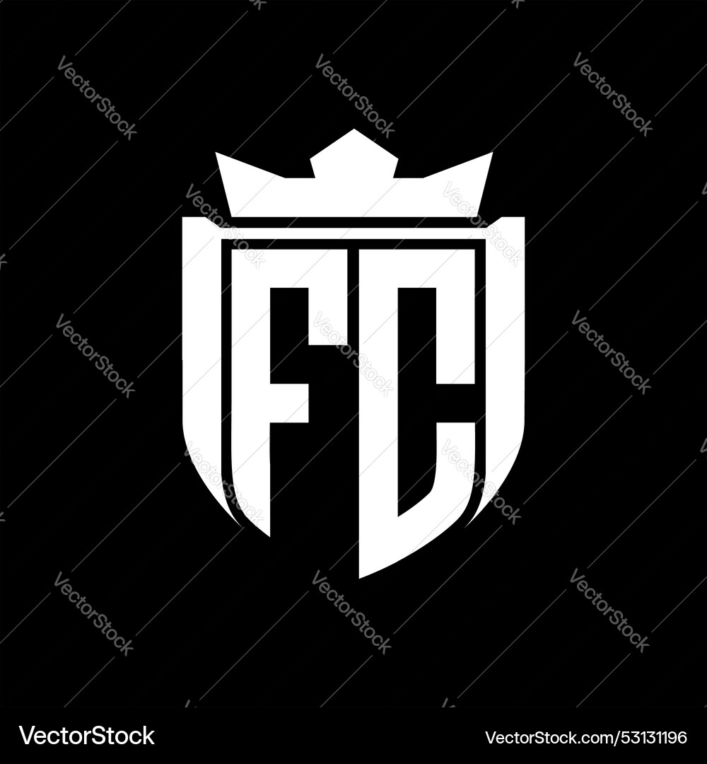 Fc letter logo shield shape inside badge Vector Image