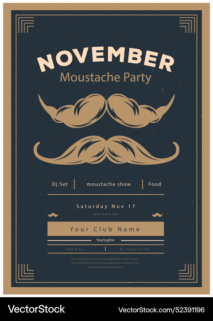 Movember flyerposter Royalty Free Vector Image