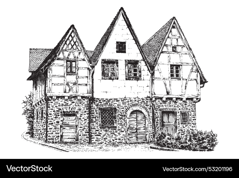 Old stone house Royalty Free Vector Image - VectorStock