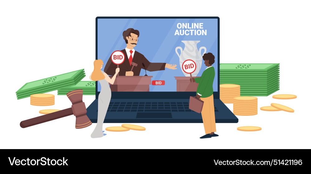 Online auction art product advertising tiny Vector Image