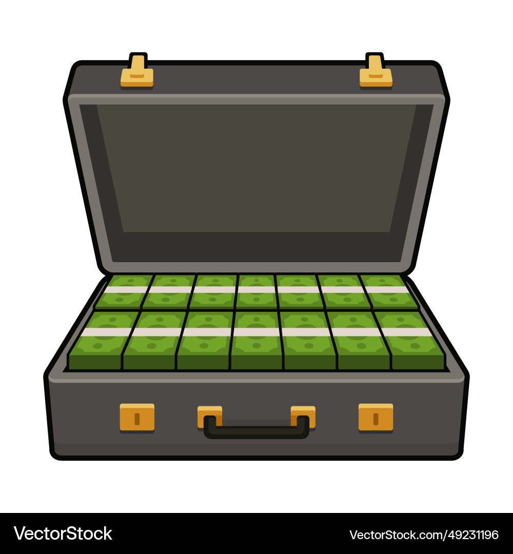 Open suitcase with money on white background Vector Image
