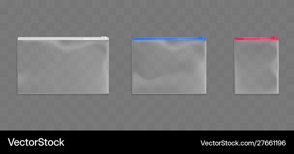 Plastic Zip Bags - White, Red, Blue Royalty Free Vector