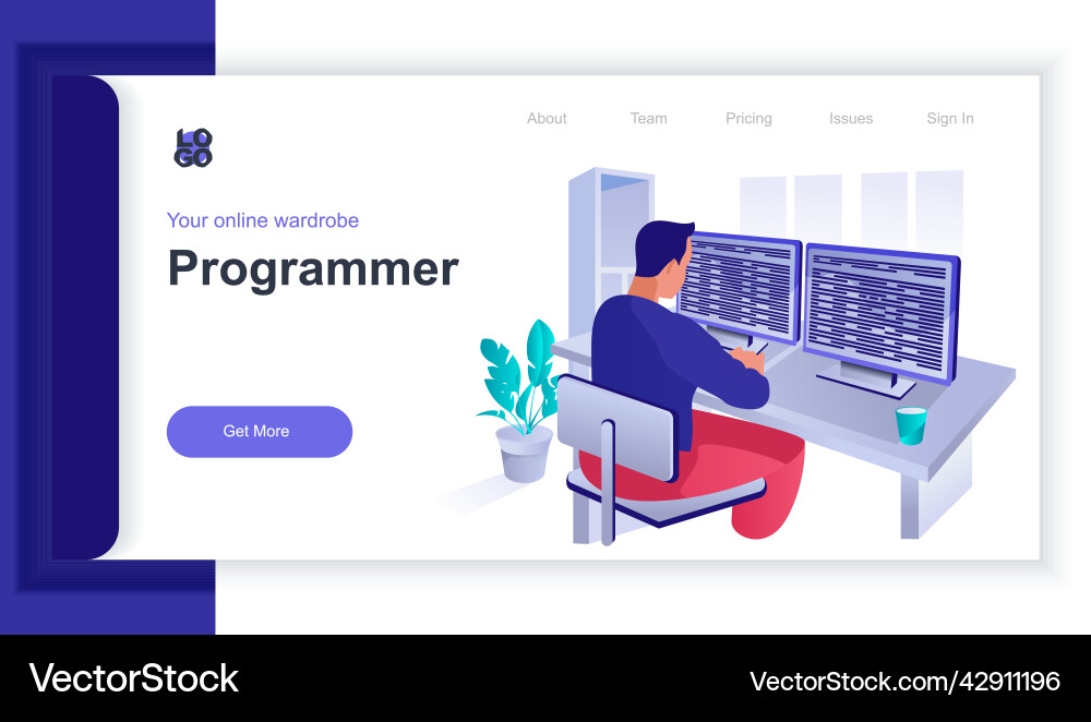Programmer concept 3d isometric web banner Vector Image Programmer concept 3d isometric web banner Vector Image