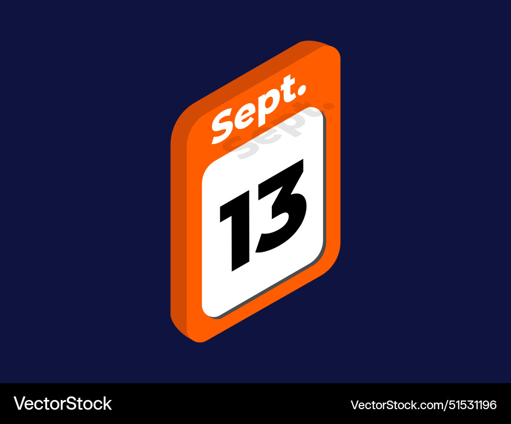 September 13-calendar day icon Royalty Free Vector Image