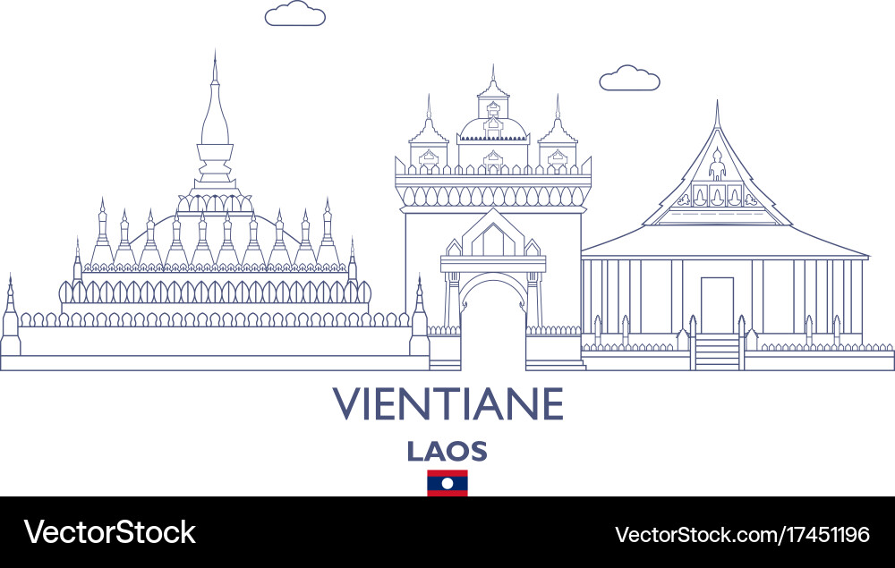 Vientiane City Skyline, Laos Royalty Free Vector Image