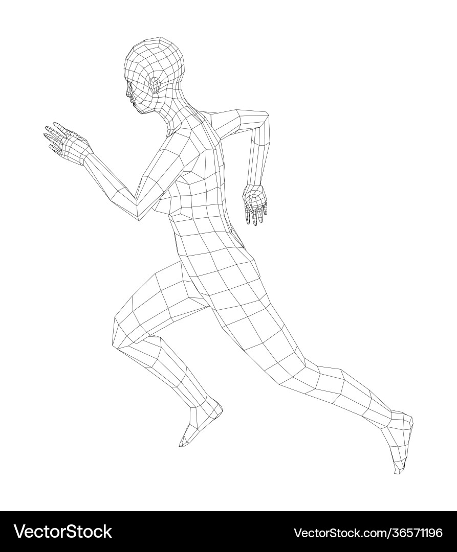 Wireframe running woman Royalty Free Vector Image