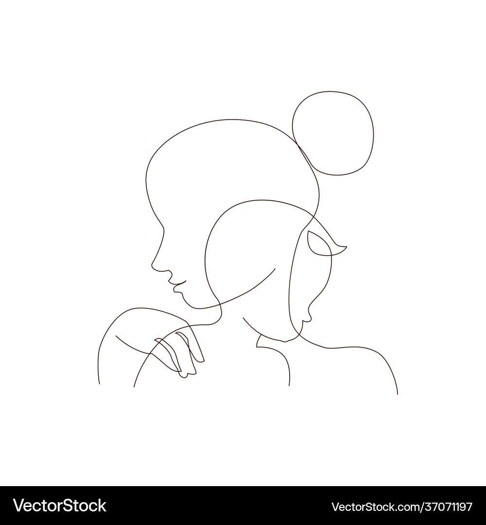 Abstract Mother & Child Line Art Royalty Free Vector