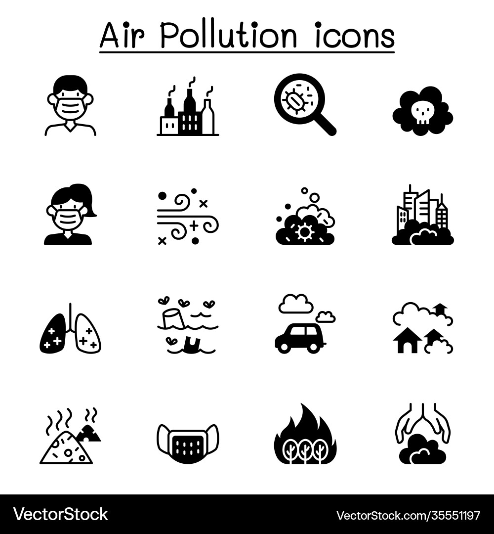 Air pollution virus disease icon set graphic Vector Image