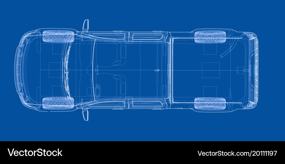 Auto suv Zeichnung Umriss Rendering Lizenzfreier Vektor