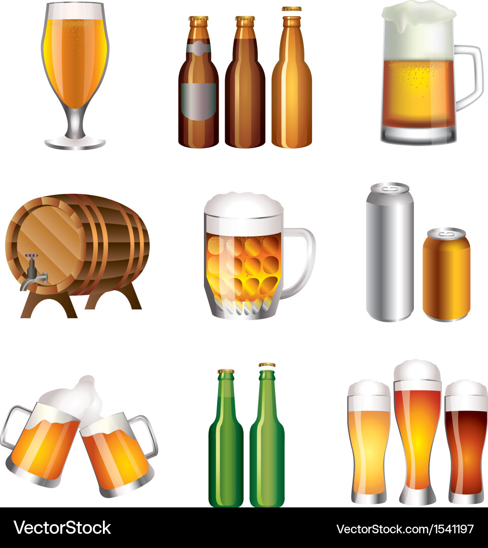 Beer set Royalty Free Vector Image - VectorStock