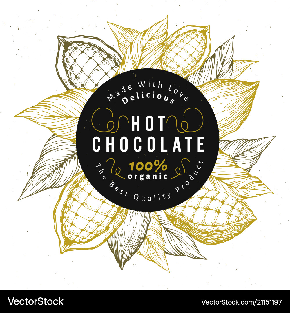 Cocoa bean tree design template chocolate Vector Image