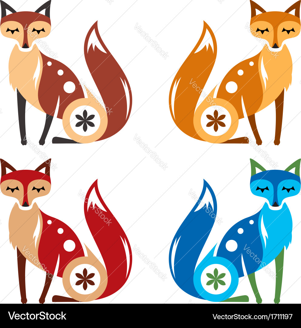 Colorful Fox Art Royalty Free Vector Image - VectorStock