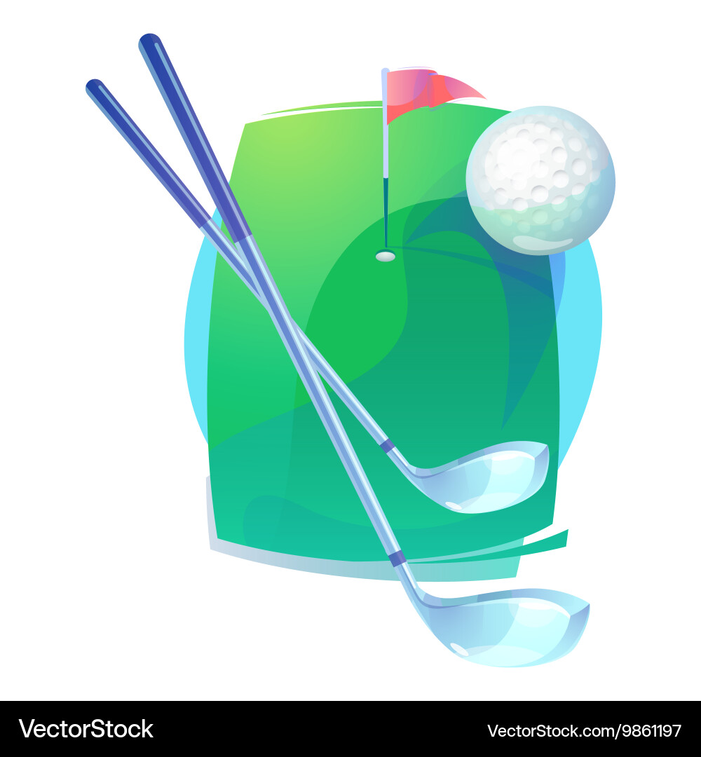 Golf Clubs and Flying Ball Royalty Free Vector Image