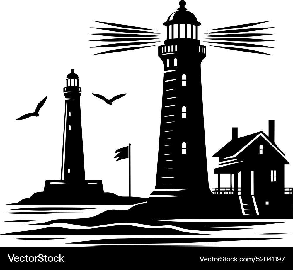 Lighthouse silhouette flat isolated on a white Vector Image