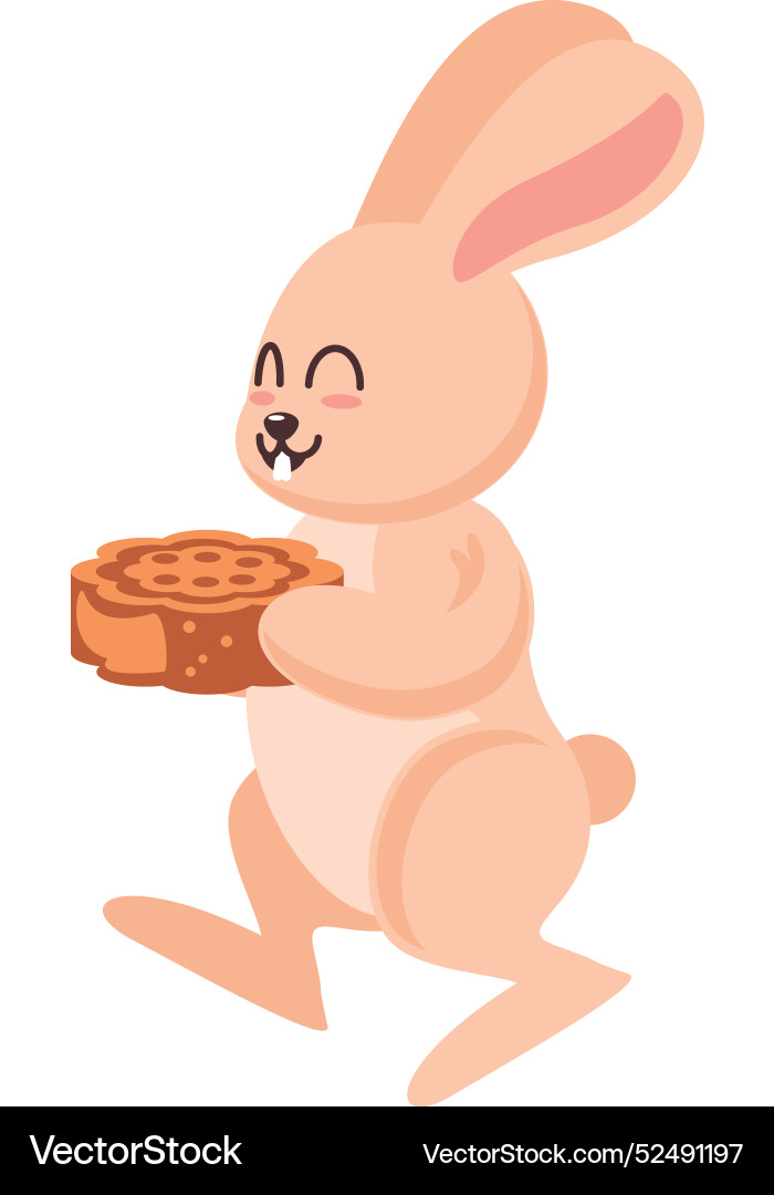 Rabbit eating moon cake Royalty Free Vector Image