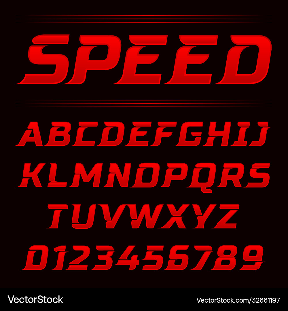 Speed style red fonts and numbers Royalty Free Vector Image