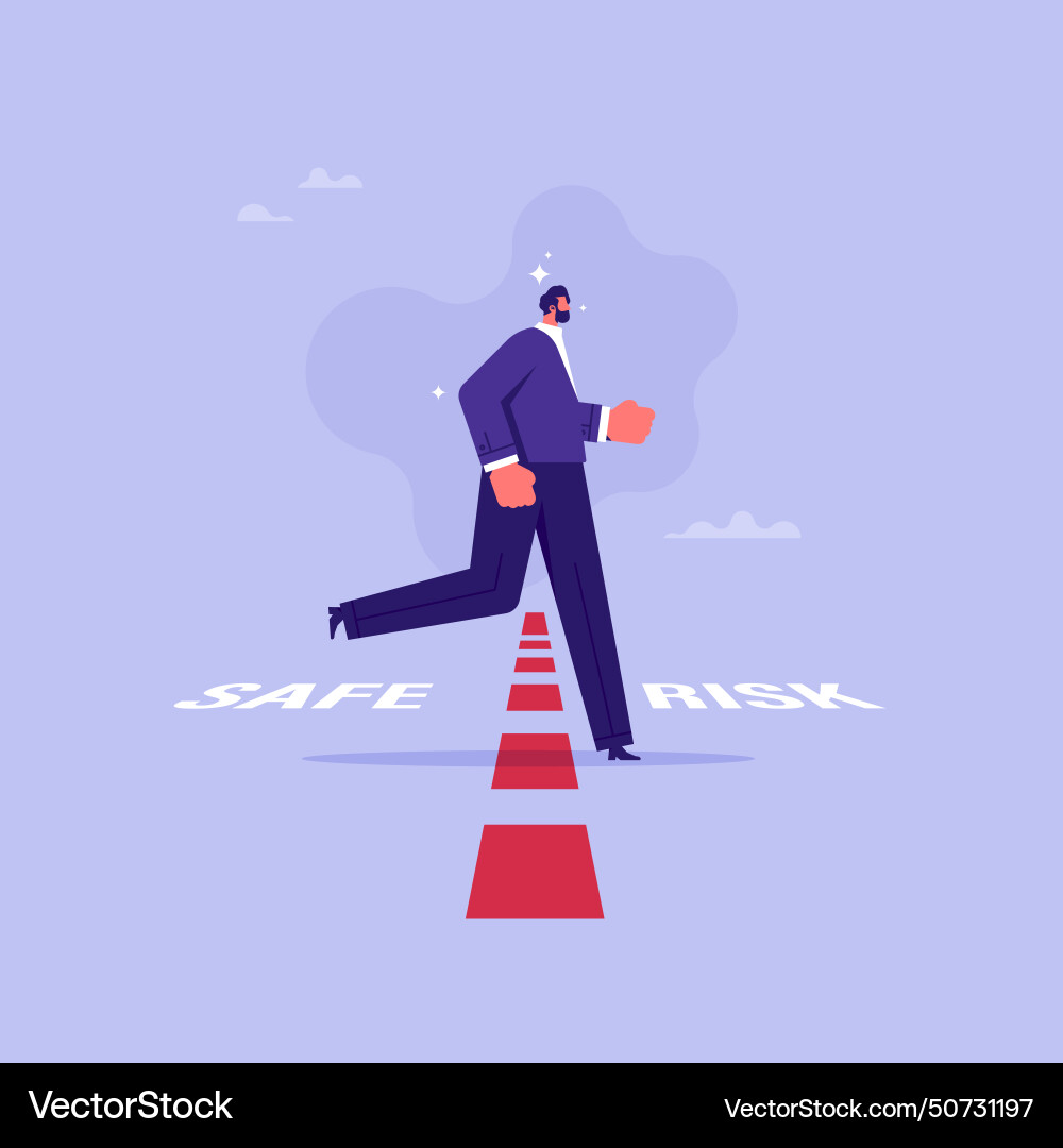 Start in safe zone move to risk concept Royalty Free Vector