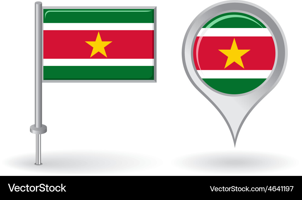 Surinamese pin icon and map pointer flag Vector Image