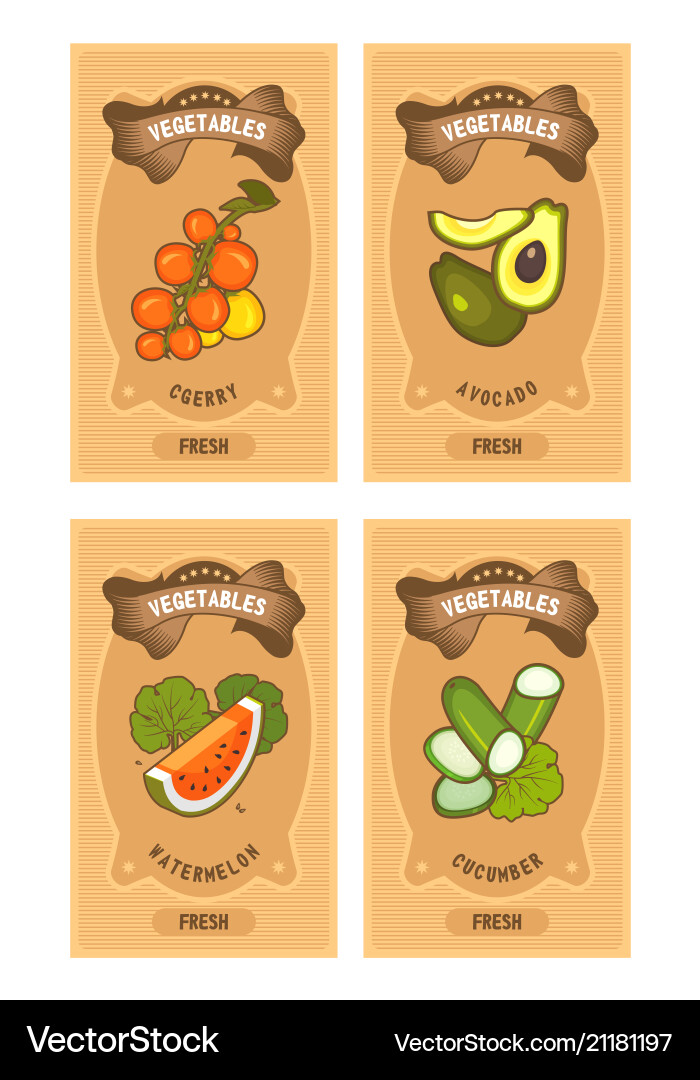 Vegetables card set Royalty Free Vector Image - VectorStock