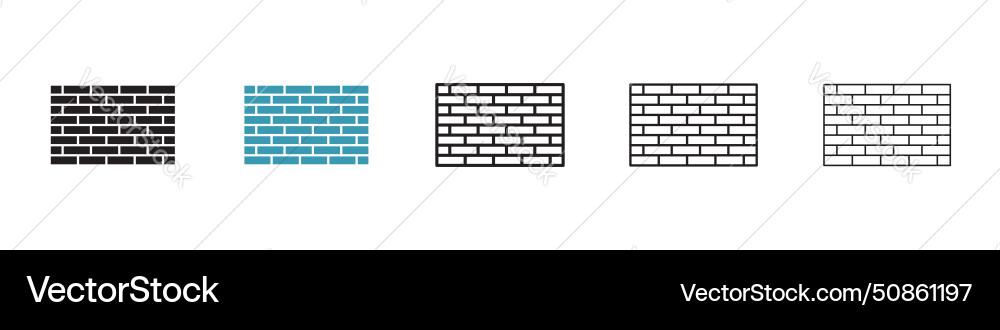 Wall icon set brick and concrete symbol fire Vector Image