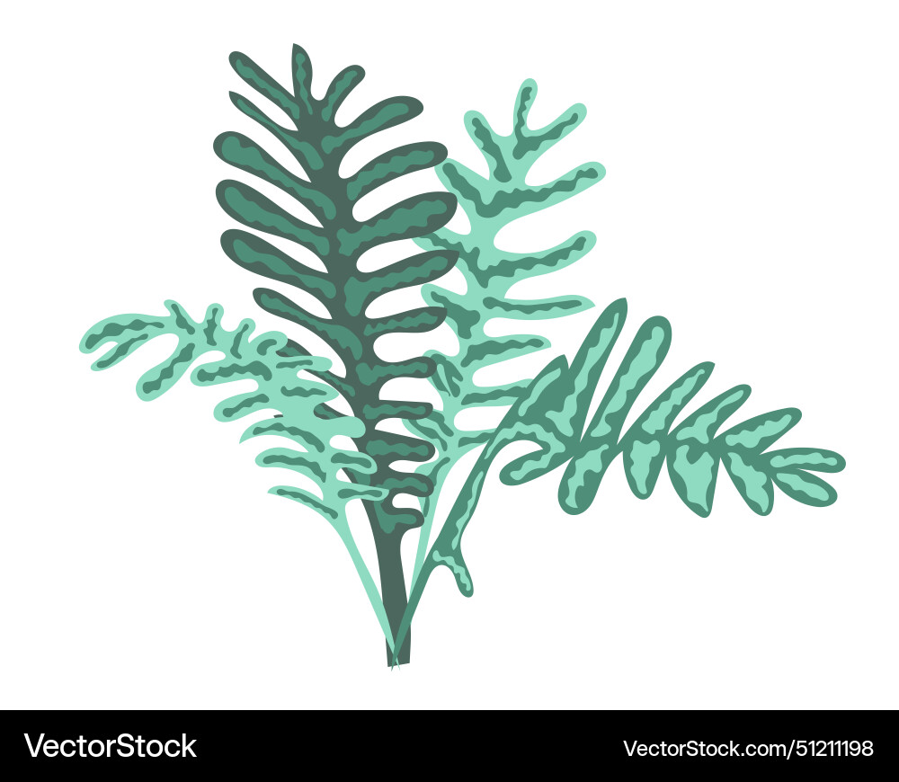 Abstract fern plant in flat design greenery Vector Image