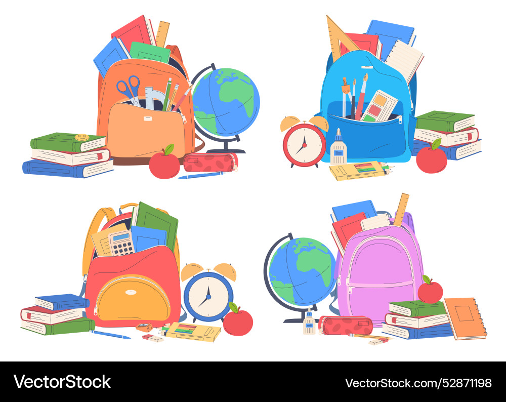 Banner with school backpacks back Royalty Free Vector Image