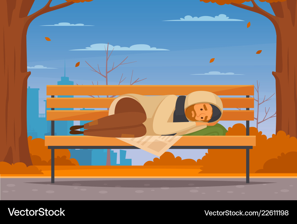Cartoon homeless people flat composition Vector Image