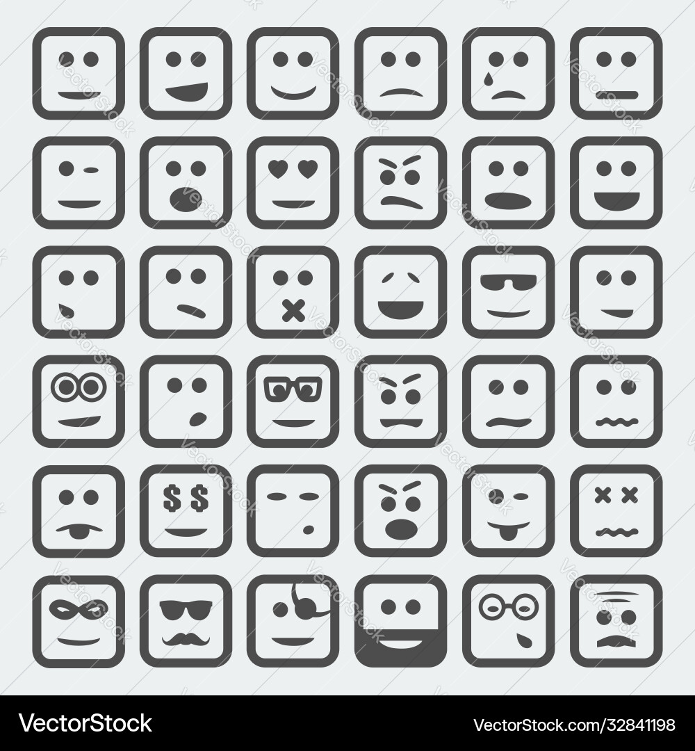 Cartoon square faces set Royalty Free Vector Image