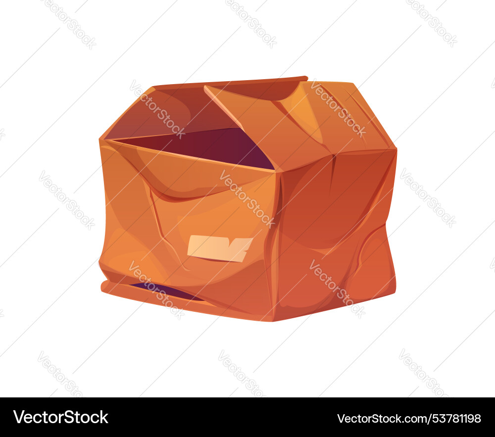 Damaged crumpled and broken cardboard box package Vector Image