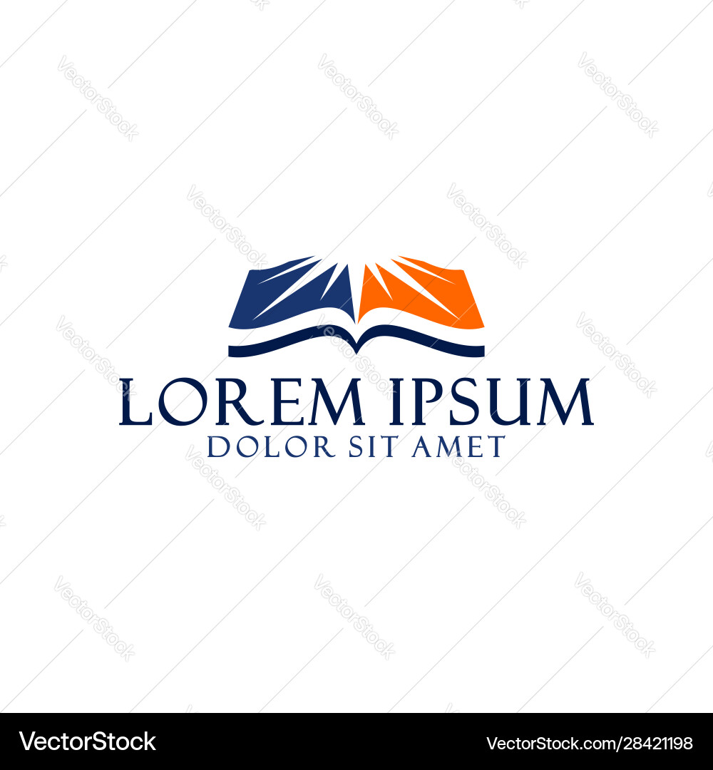 Education book logo template with sunlight Vector Image