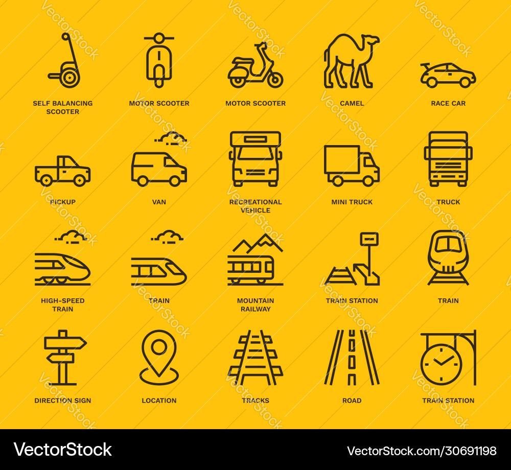 Land transport icons set Royalty Free Vector Image