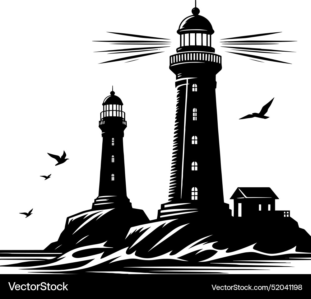 Lighthouse silhouette flat isolated on a white Vector Image