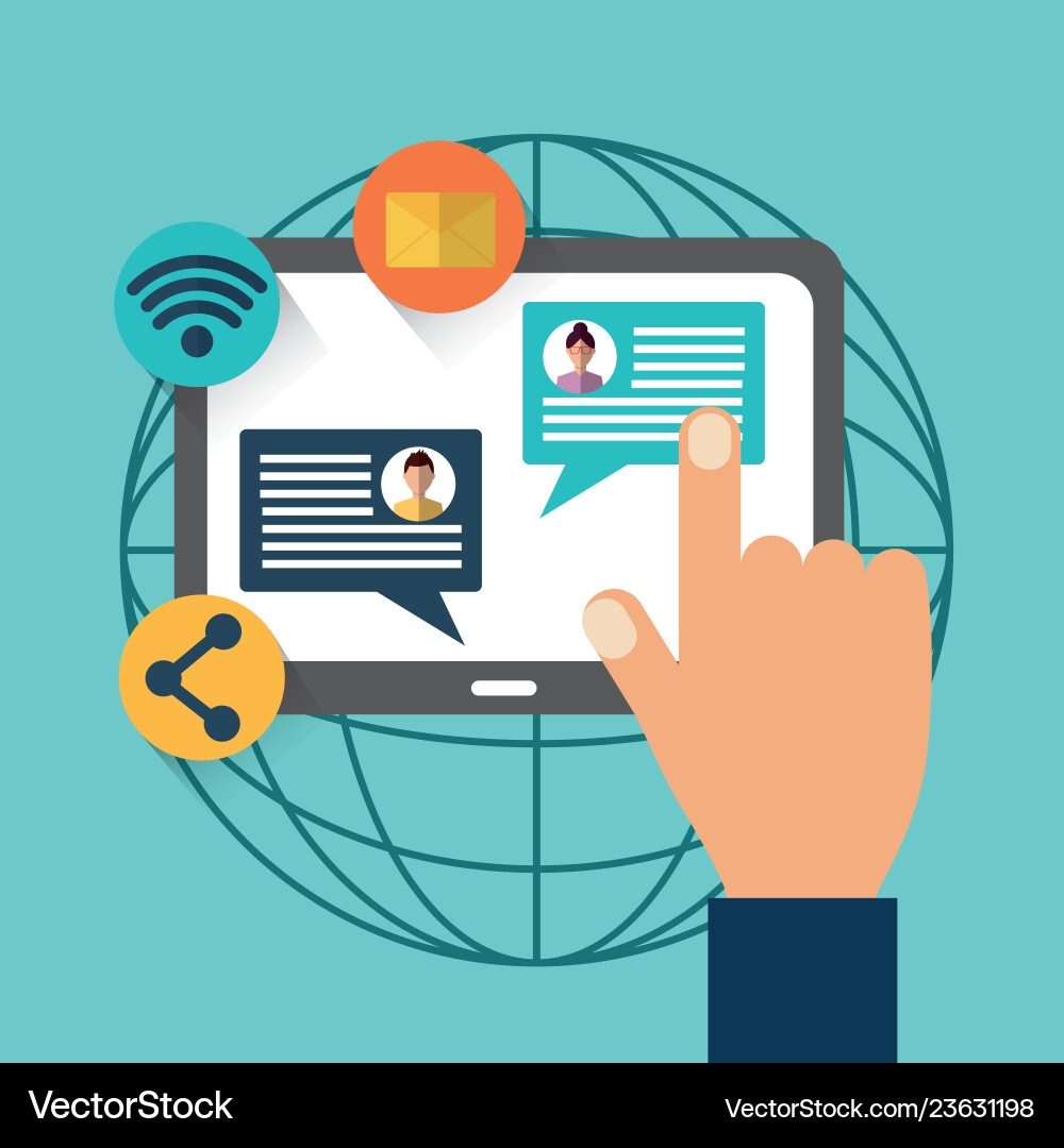 People internet email sms message world connected Vector Image