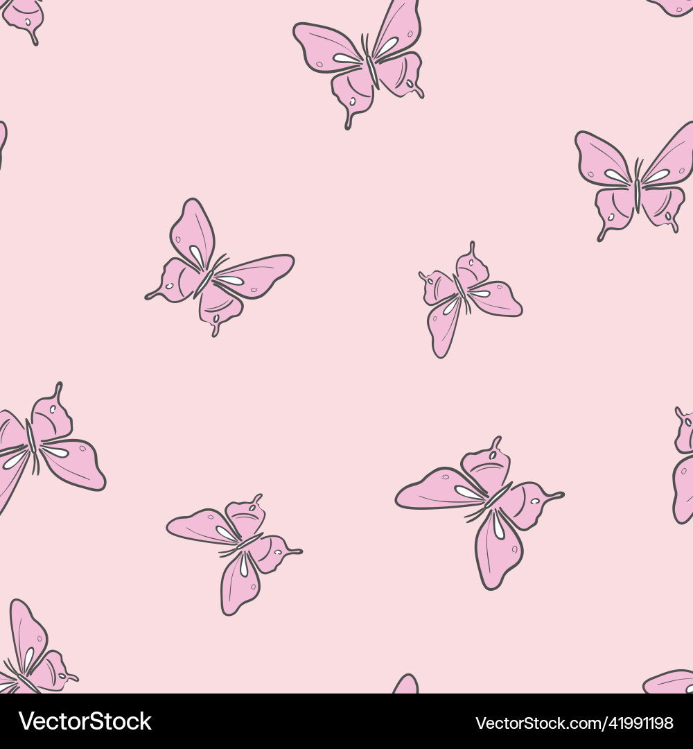Pink butterfly pattern background Royalty Free Vector Image