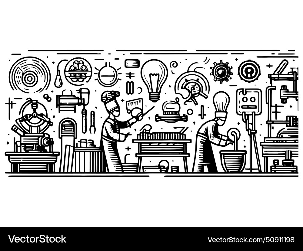 Production process workforce employees Royalty Free Vector