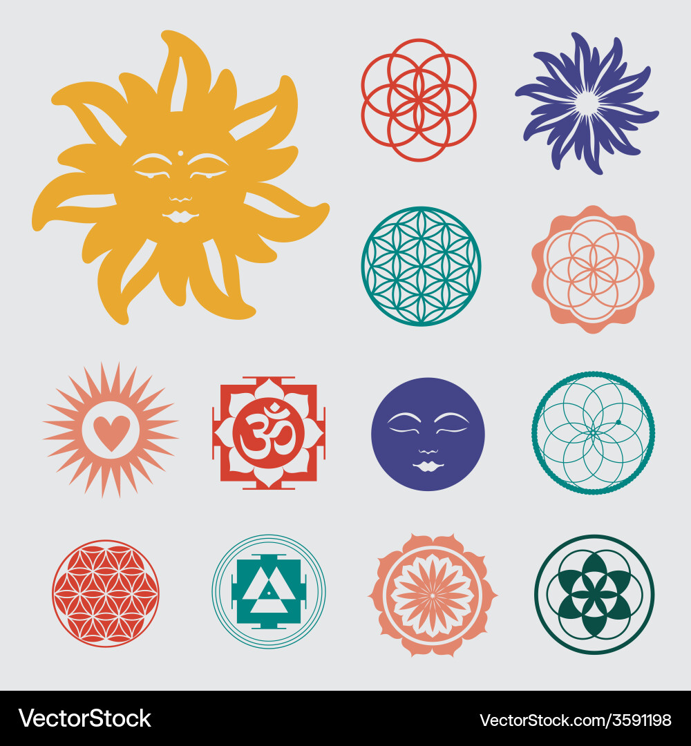 Sacred geometry icons set Royalty Free Vector Image