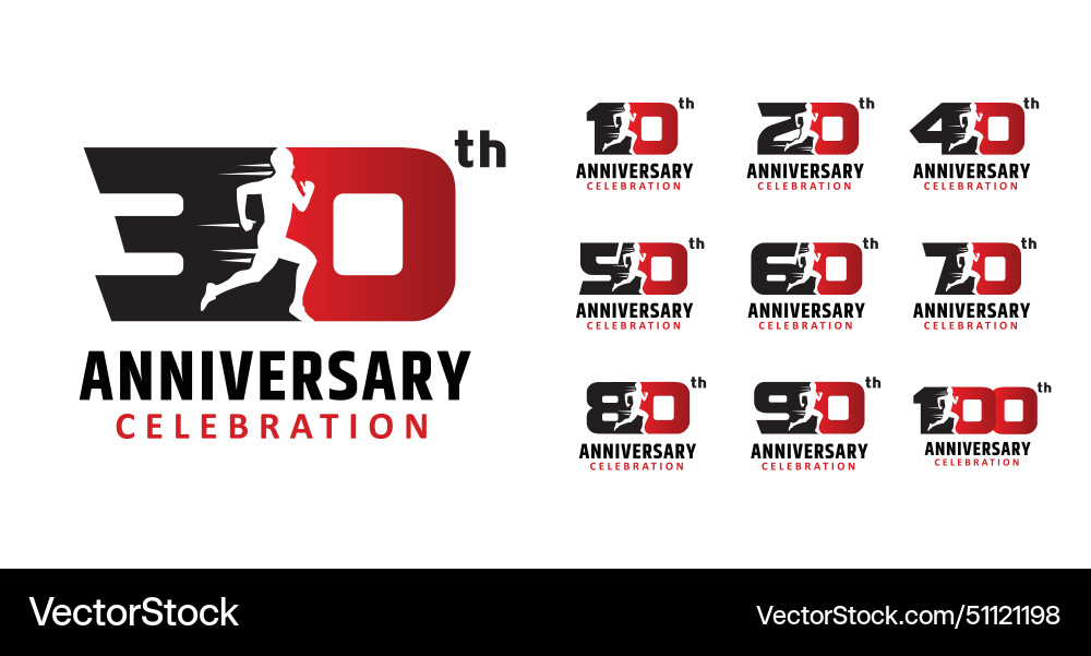 Set of anniversary runner number Royalty Free Vector Image