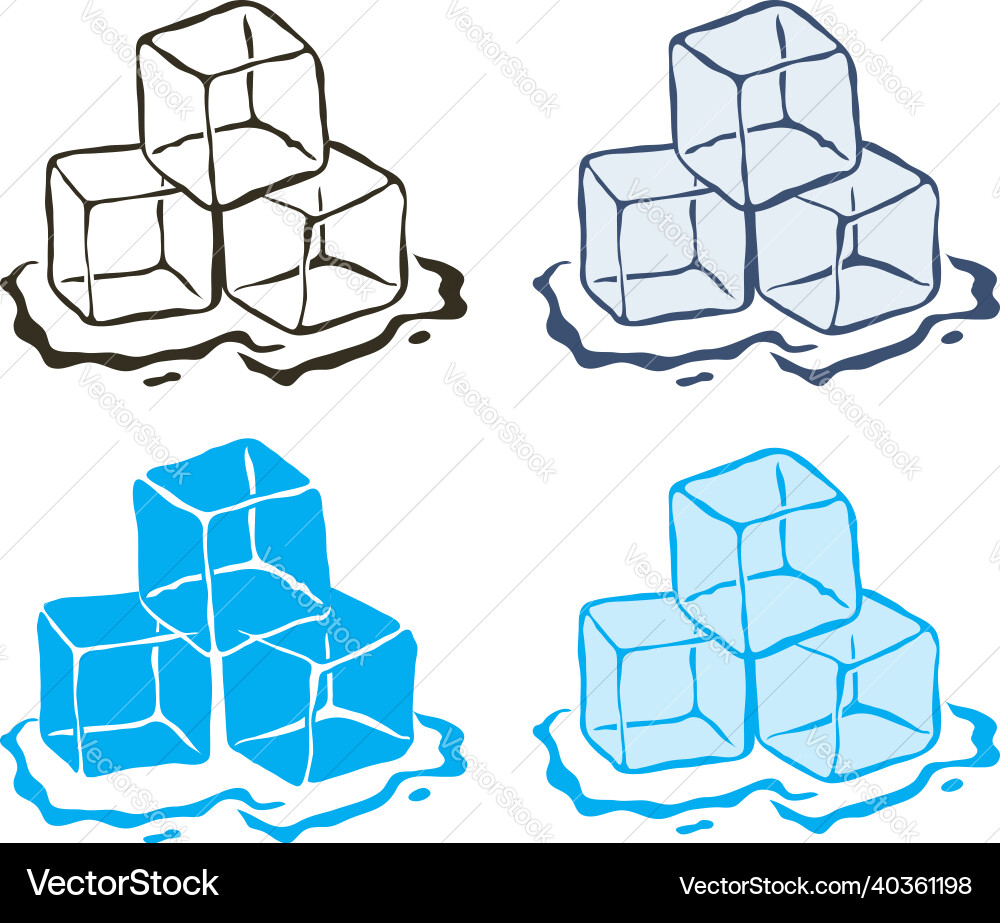Transparent ice cube chunks Royalty Free Vector Image