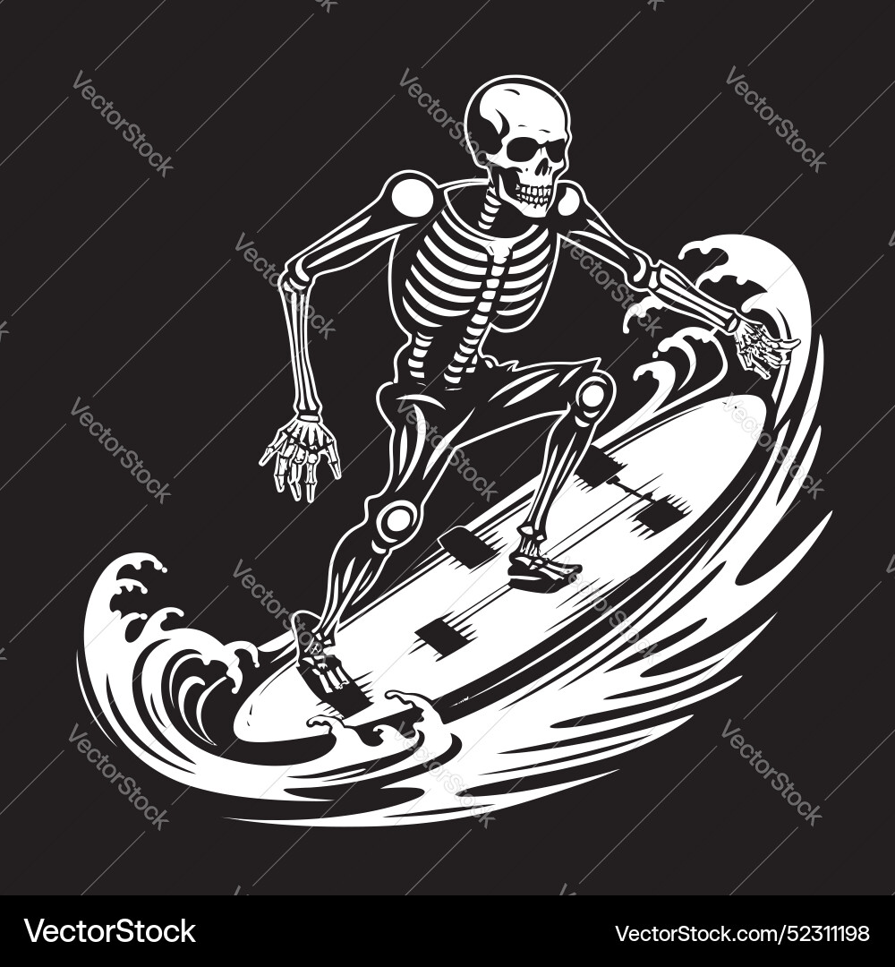 Wave warriors skeleton logo surf skeletons iconic Vector Image