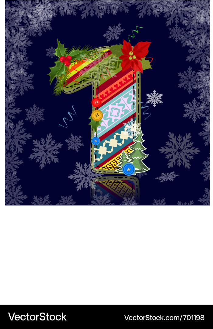 Winter number letter with an ornament Royalty Free Vector