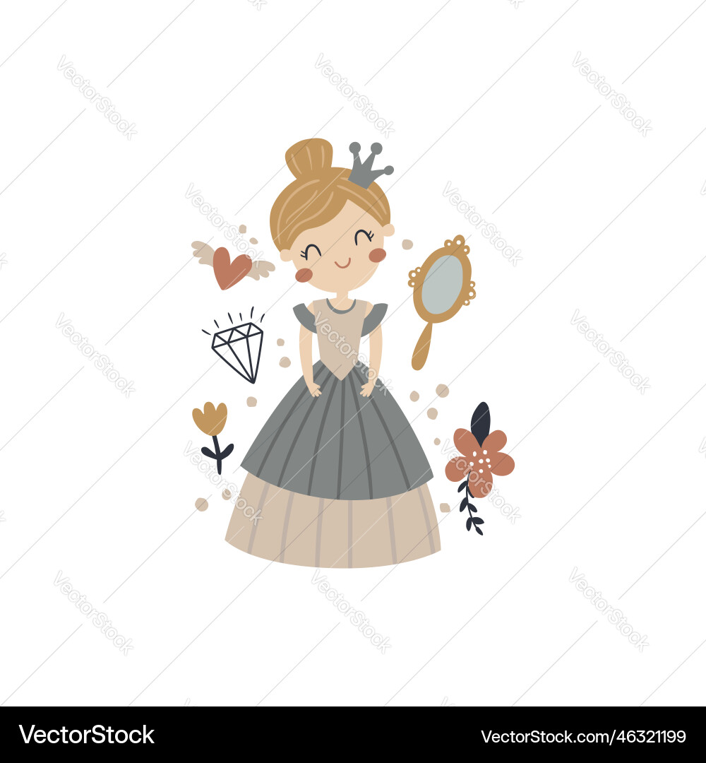 Boho of a cute princess Royalty Free Vector Image