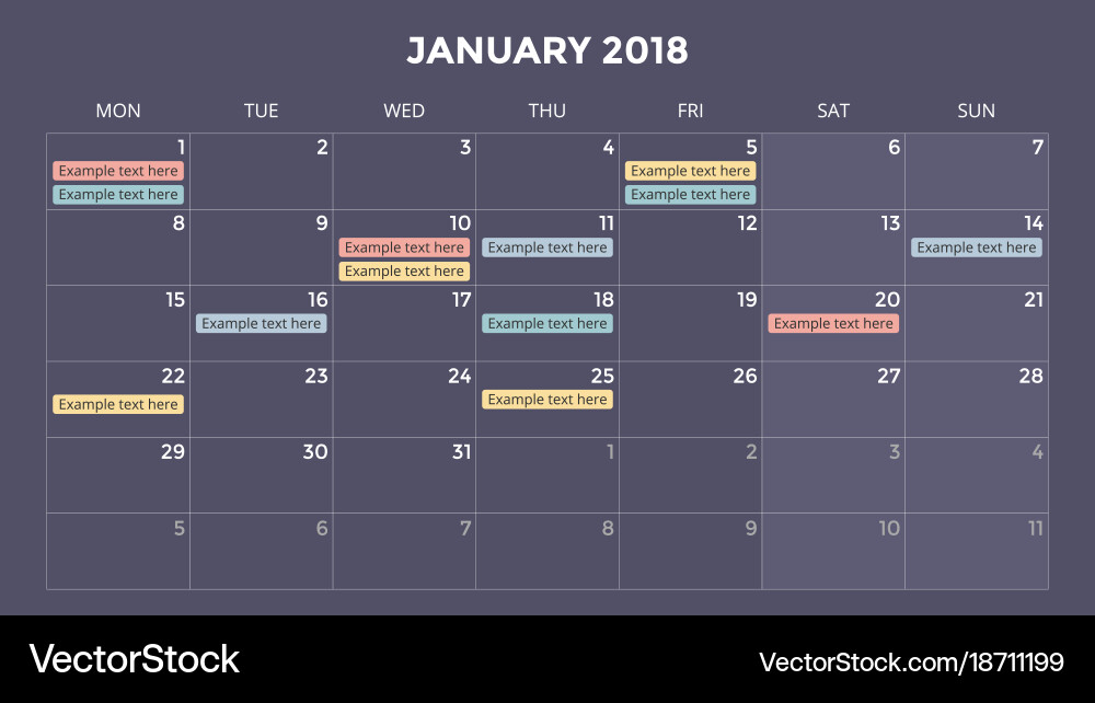 Calendar infographic table chart presentation Vector Image