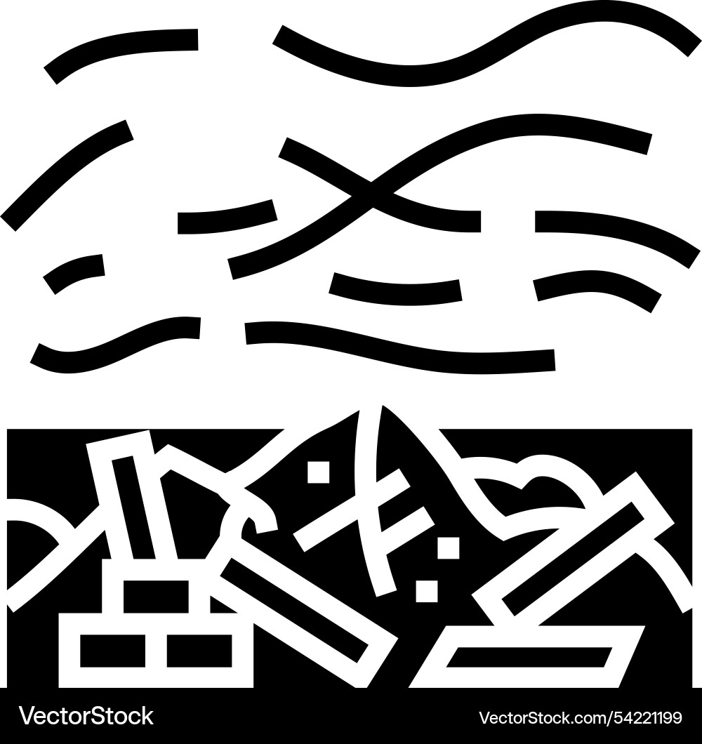 Debris from hurricane disaster glyph Royalty Free Vector