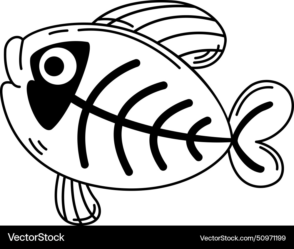 Hand drawn x ray fish character Royalty Free Vector Image