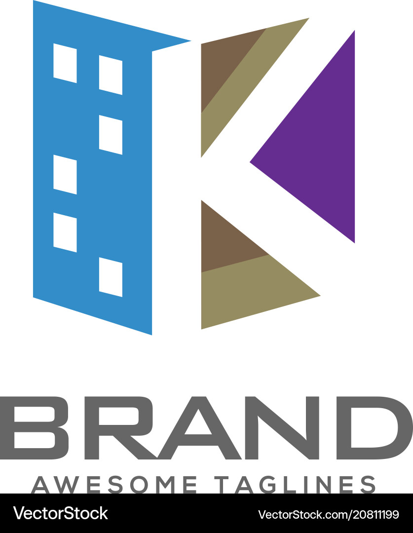 Letter k real estate logo Royalty Free Vector Image