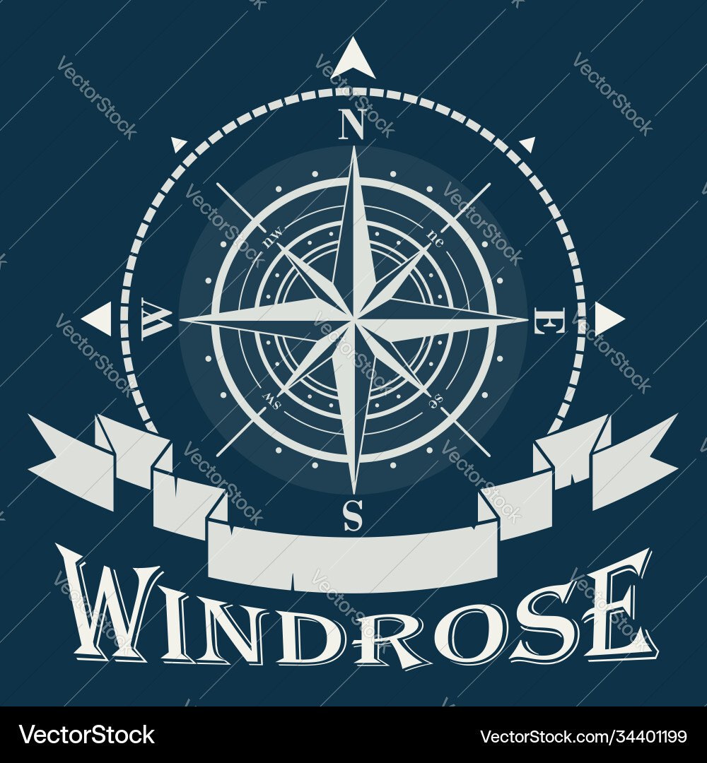 Logo mit Windrose oder Kompass Rose Lizenzfreier Vektor