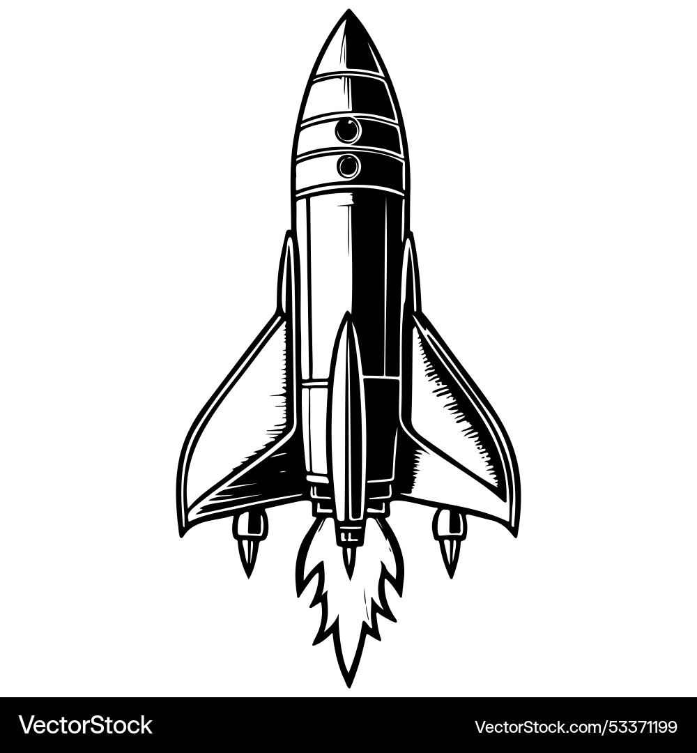 Rocket Vintage Hand gezeichnete Linie transparent Vektorbild